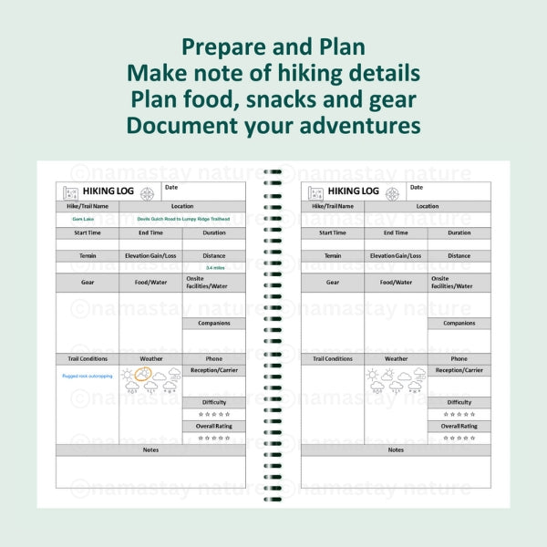 Hiking Log Book Digital Planner - Namastay Nature