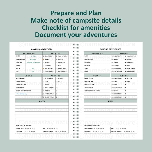 Camp More Worry Less Camping Digital Planner - Namastay Nature