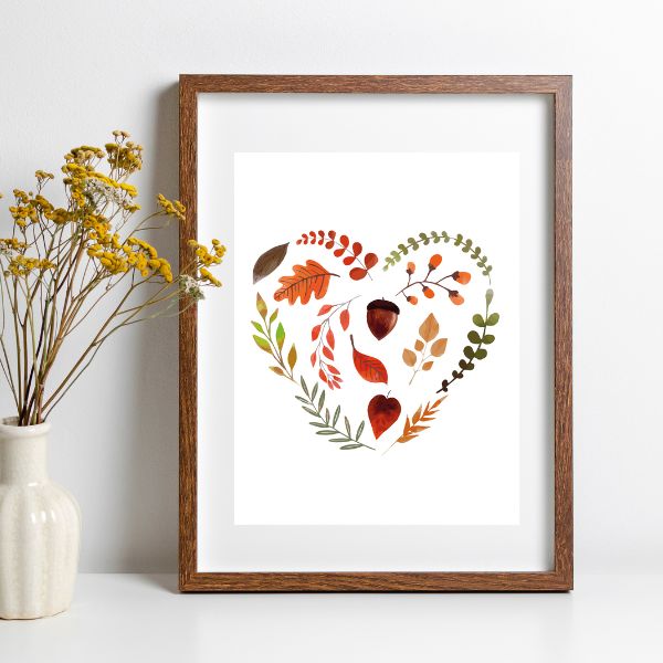 Fall Leaves Heart Wall Art Printable - Namastay Nature